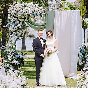 Heavy Duty Backdrop Stand 8ft x 8ft Gold Pipe and Drape Backdrop Stand Kit Adjustable Metal Backdrop Sand for Wedding Photobooth Exhibition Decoration