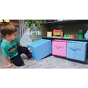 SAM AND MABEL Fabric Storage Organizer and Play Mat - Collapsible Storage Box, Foldable Playmat and Stackable Storage Bin Basket with Handle (GoPlaces)