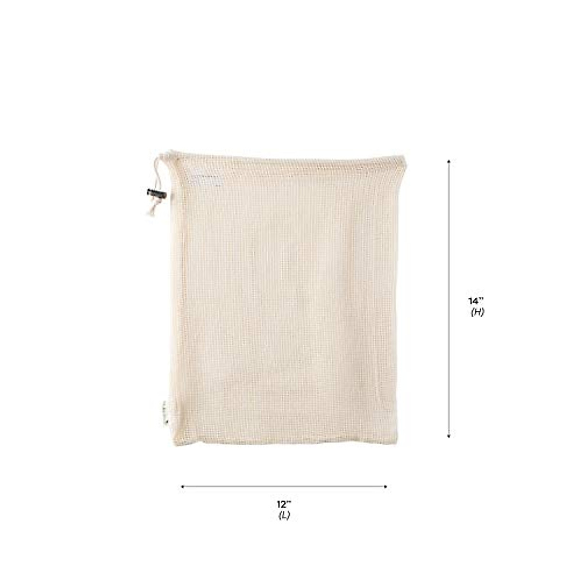Kitchen Details 3 Pack Reusable Cotton Mesh Produce Bags | Green Living | Fruit and Vegetable Bags & Organizers | Good for Grocery Shopping | Natural Beige