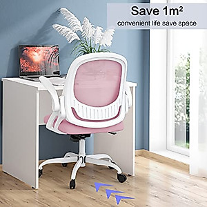 Home Office Chair Work Desk Chair Comfort Ergonomic Swivel Computer Chair, Breathable Mesh Desk Chair, Lumbar Support Task Chair with Wheels and Flip-up Arms and Adjustable Height
