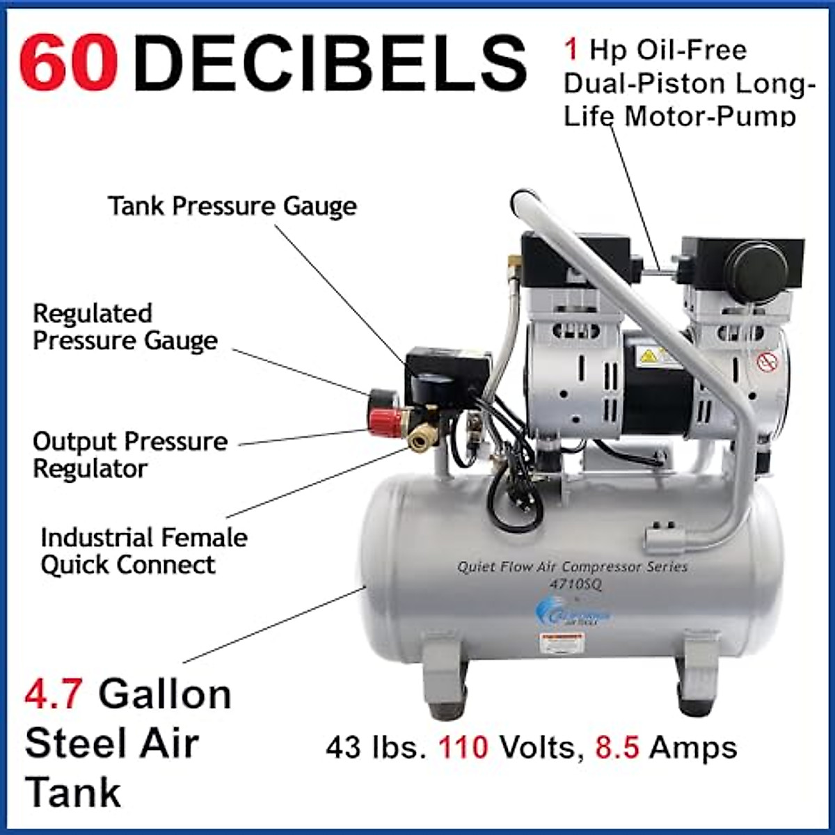 California Air Tools 4710SQ Quiet Compressor 4.7 gallons 60 dB