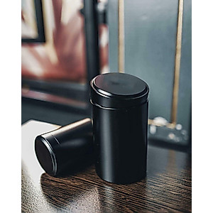 iSnuff Airtight Aluminum Storage Jar Portable Proof Container Bottle Multipurpose Storage Case Screw-top Lid Lock Odor for Spices, Coffee & Teas 140ml (Black)