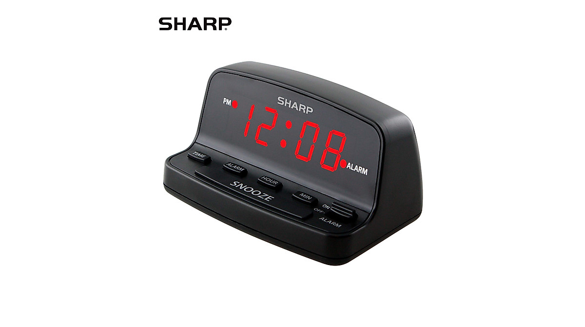 SHARP Digital Alarm Clock with Easy Controls & Battery Backup
