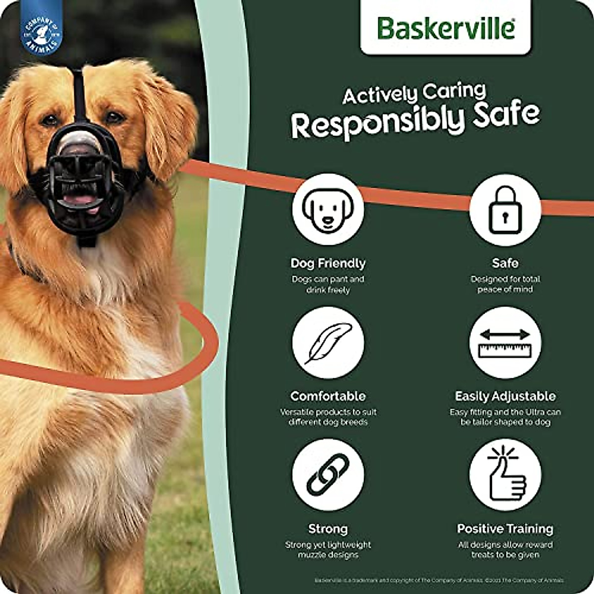 BASKERVILLE Ultra Dog Muzzle- Tan Size 4, Perfect for Medium Dogs, Prevents Chewing and Biting, Basket allows Panting and Drinking-Comfortable, Humane, Adjustable, Lightweight, Durable