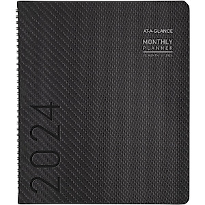 AT-A-GLANCE 2024 Monthly Planner, 9” x 11”, Large, Monthly Tabs, Pocket, Contemporary, Charcoal (70260X4524)