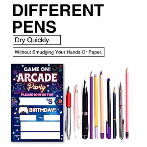 VAHATAN Arcade Party Birthday Invitations 20 Packs Arcade Party Glow Arcade Invites with Envelopes