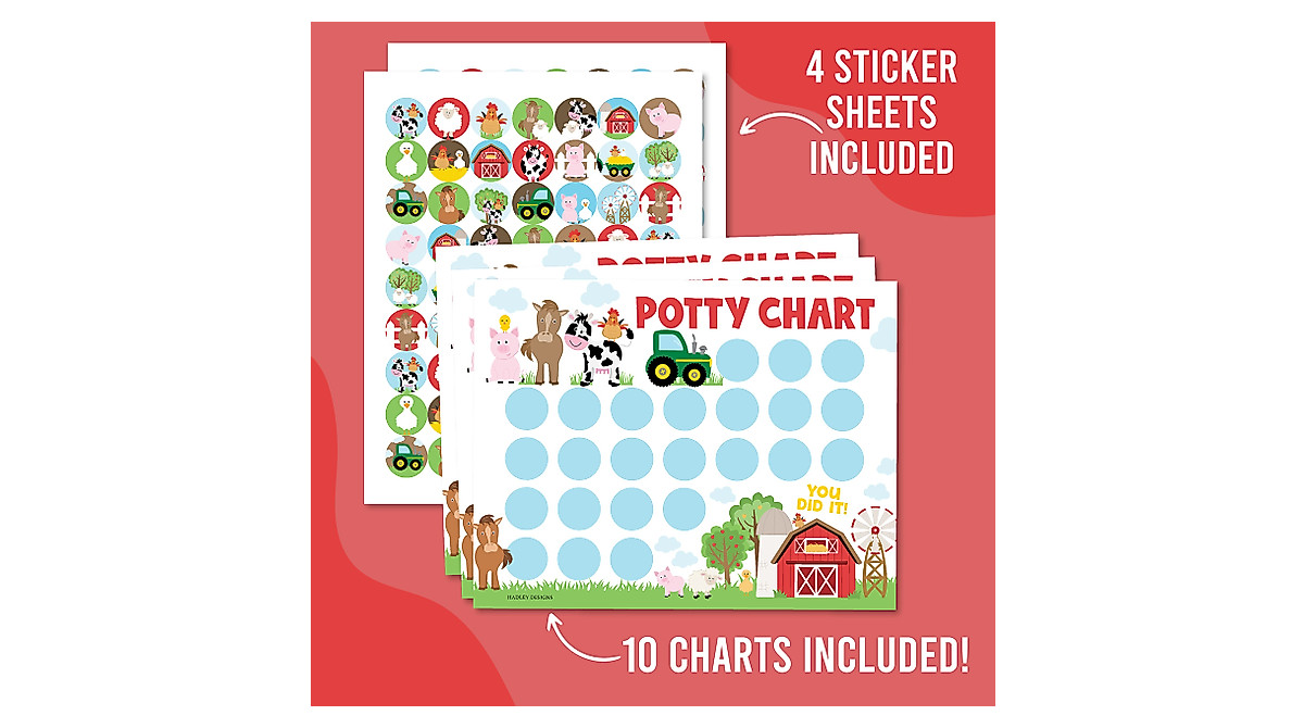 Hadley Designs Farm Animals Sticker Chart for Kids Potty Training Chart ...