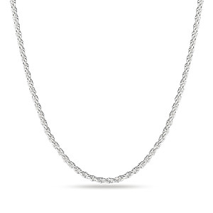 OCHCOH Silver Chain for Men Rope Chain 2mm Silver Necklace for Men Diamond Cut Silver Chain for Men Sterling Silver Chain for Men 16 Inch Sterling Silver Rope Chain Necklace for Men Mens Jewelry