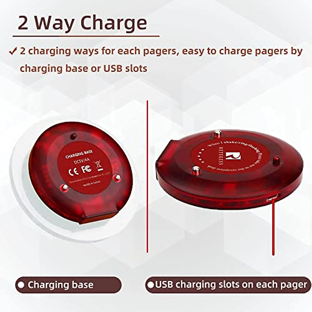 Retekess T119 Restaurant Pager,Pagers for Restaurants,Check Call Records,Max 999 Beepers,2 Charging Ways,10 Pagers for Church,Hospital,Food Truck,Clinic