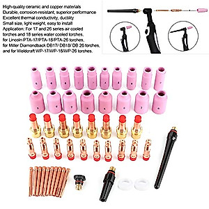 Welding Nozzle Gas Lens Nozzle Collet Cup Kit, 51Pcs/Set Welding Nozzle Ceramic Torch Gas Lens Welder Tip Alumina Nozzle Cup Kit For Wp/17/18/26 Repairing Tool