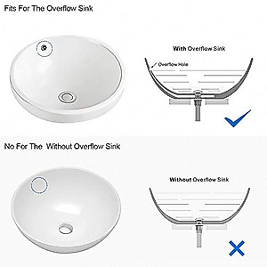 GZILA Bathroom Pop Up Drain, Vessel Sink Drain with Removable Stopper and Anti-Clogging Basket Hair Catcher, White Porcelain Cap Vanity Strainer with Overflow, Brushed Nickel