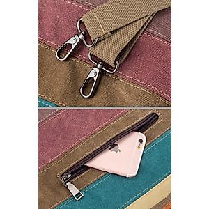 SNUG STAR Canvas Handbag Multi-Color Striped Lattice Cross Body Shoulder Purse Bag Tote-Handbag for Women (Multi Color B)