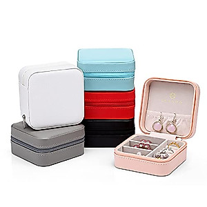 Vlando Small Travel Jewelry Box Organizer Display Case for Girls Women Gift Rings Earrings Necklaces Storage, Blue