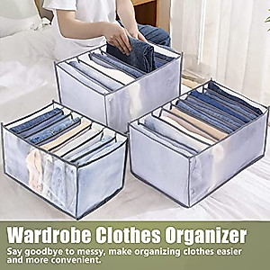 TOOVREN Wardrobe Clothes Organizer 7 Grids, Drawer Organizers for Clothing, Foldable Closet and Storage Basket, Clothing Organizer,Clothes Compartment Box Bedroom Dorm Room 4PCS