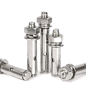 4 Pcs M10 x 80mm 304 Stainless Steel Expansion Bolt External Hex Expansion Screw Bolt Sleeve Anchor，Pool Safety Cover Expansion Bolts，for Concrete