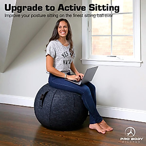 ProBody Pilates Yoga Ball Chair - Exercise Ball Chair for Office Desk with Cover for Posture Support (Charcoal, 24 in)