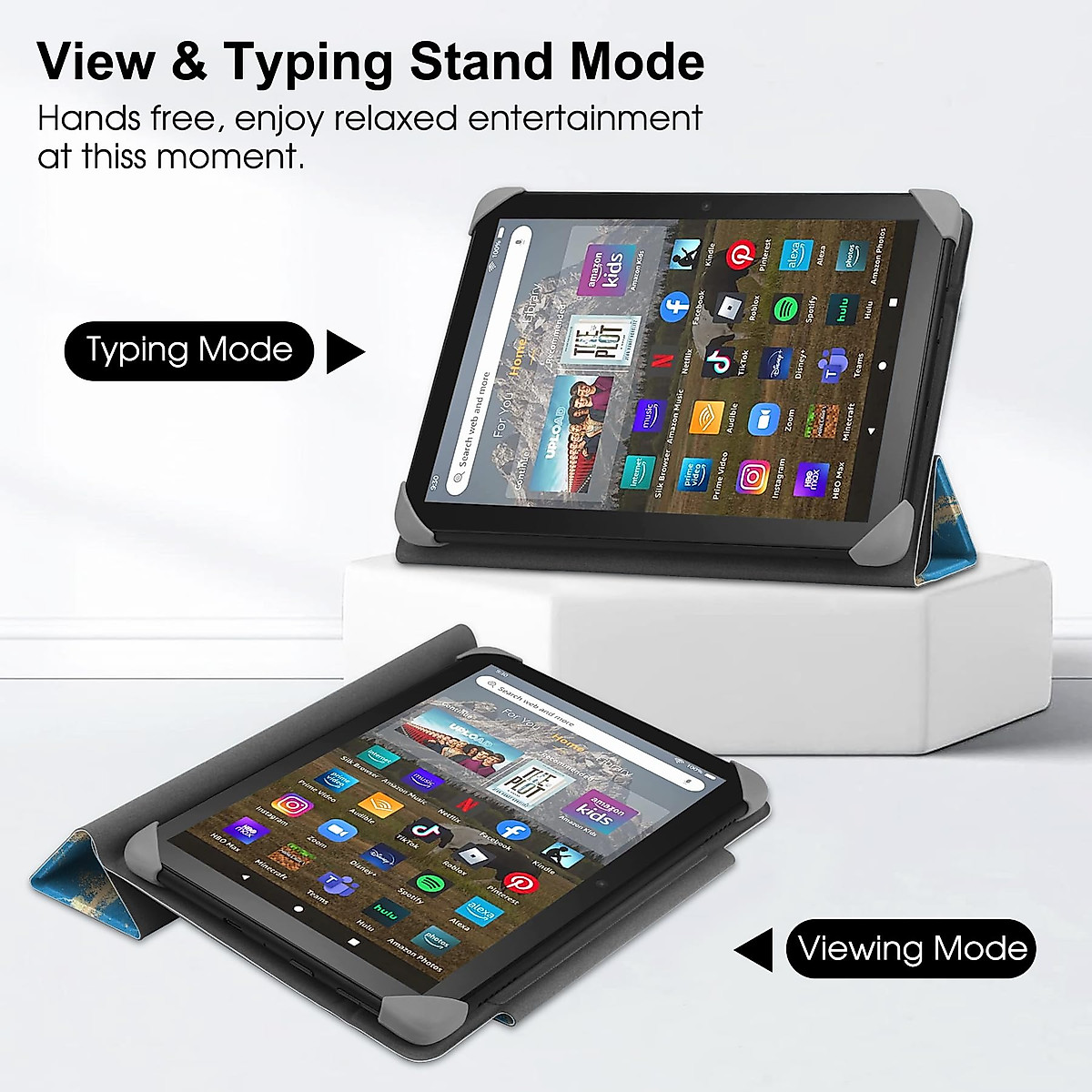 HoYiXi Universal Case for 8 inch Tablet,Protective Tablet Cover for 7 inch, Foldable Stand Folio Tablet Case for and More 7"-8" inch Tablet -Blue Marble