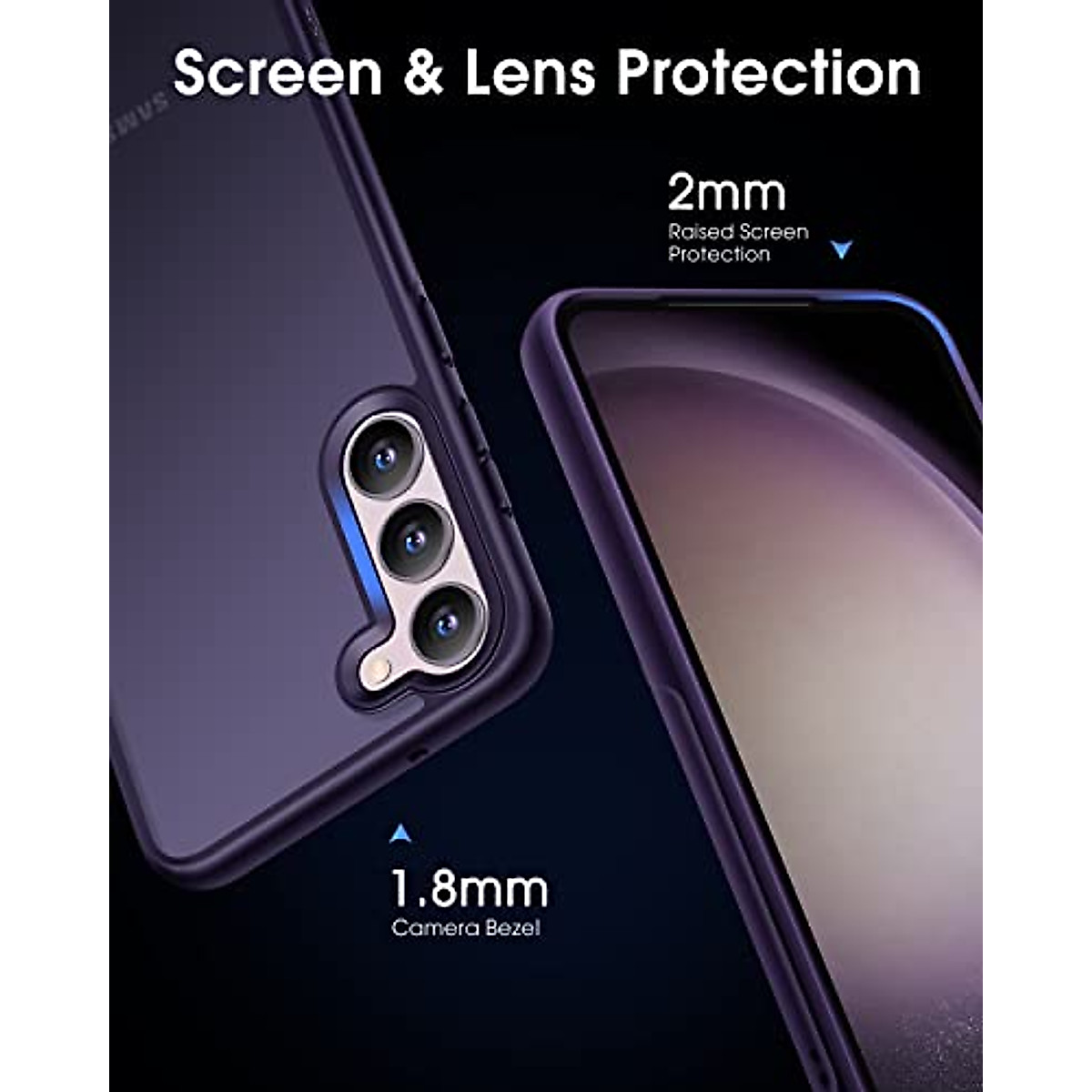 CASEKOO Genuine Official for Samsung Galaxy S23 Plus case (10FT Military Drop Protection) (Zero-Smudge Tech) Translucent Hard Back & Soft Bumper, Protective Slim Thin S23 Plus Case 6.6'' 2023, Purple