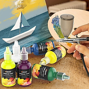 XDOVET Airbrush Paint, 18 Colors Airbrush Paint Set (30 ml/1 oz), Ready to Spray, Opaque & Neon Colors, Water-Based, Premium Acrylic Airbrush Paint Kit for Beginners, Hobbyist and Artists