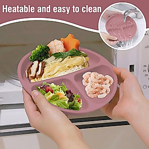 Mrkyy Baby Feeding Set 8 Piece | Baby Led Weaning Utensils Set Includes Suction Bowl and Plate, Baby Spoon and Fork, Sippy Cup with Straw and Lid | Baby Feeding Supplies - Dark Pink