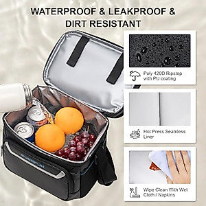 EVERFUN Insulated Lunch Bag Soft Lunch Box for Men Dual Compartments Small Lunch Box Collapsible Waterproof Leak-Proof for Work, Black