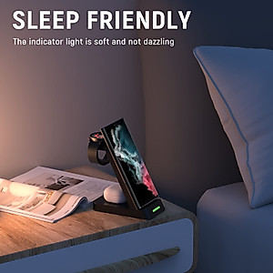 Wireless Charging Station for Samsung Watch and Phone,3 in 1 Wireless Charger Stand for Galaxy Watch 5 Pro/5/4 Active 2 Galaxy S23/Ultra/S23+/S22/Note 20/ Z Flip 4/3 Fold 4/3 Galaxy Buds2/Pro(Black)