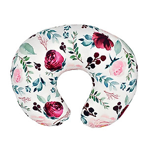 Nursing Pillow Covers for Baby Girl, 2 Pack Nursing Pillow Slipcovers for Breastfeeding Moms, Soft and Stretchy Safely Breastfeeding Pillow Cover for Infant(Floral)