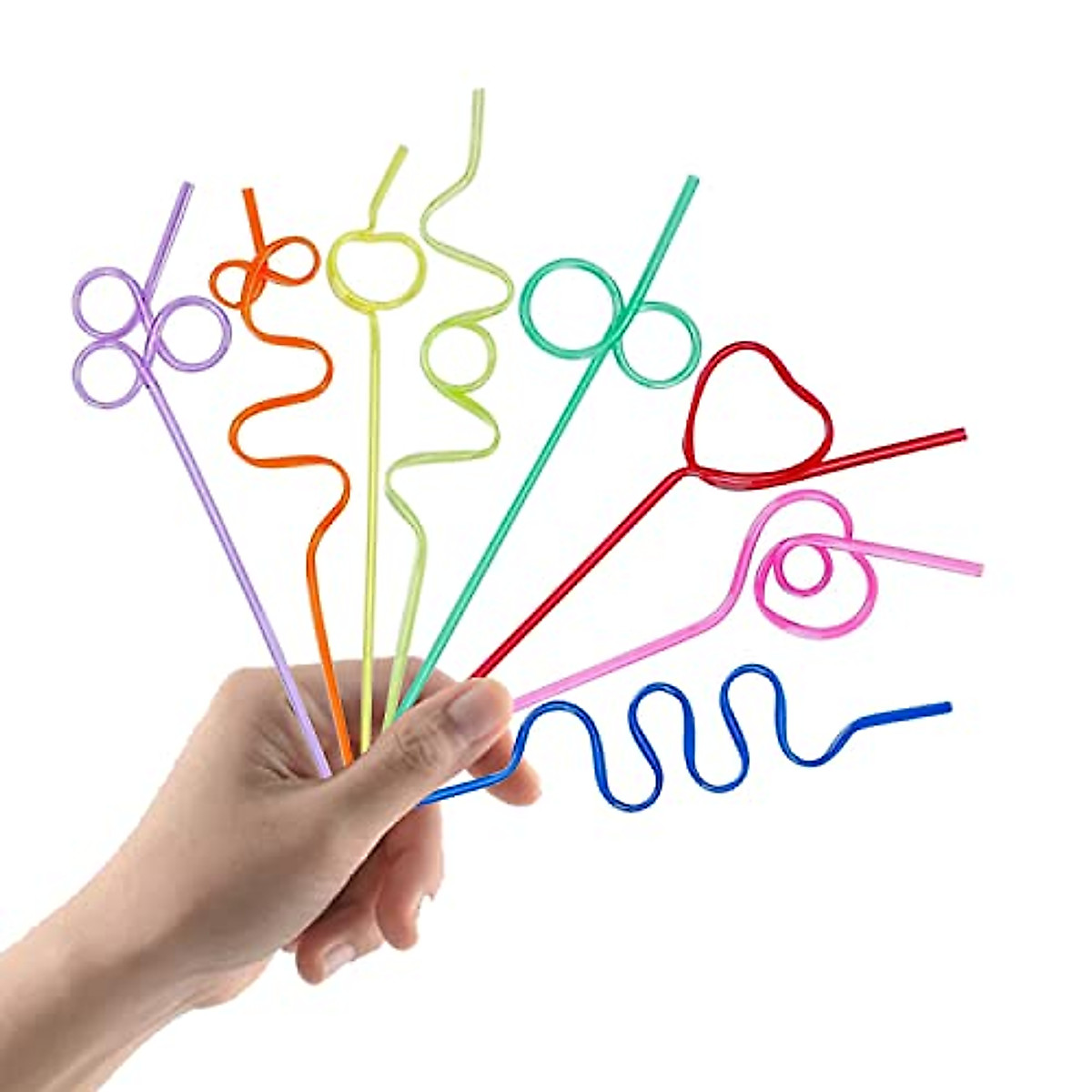 Crazy Straws,Reusable Straws,64pcs Reusable Straws with Valentine's Day Cards, Loop Novelty crazy straws and Valentines Cards for Classroom Exchange Prizes, Valentine Party Favors,Various Parties