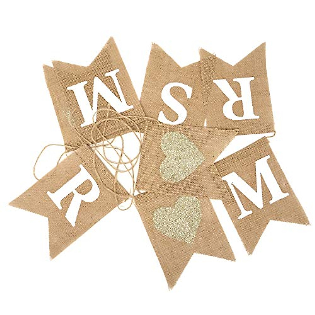 Honbay MR and MRS Burlap Banner Wedding Bunting Banner for Wedding Photo Props, Backdrop or Table Decorations