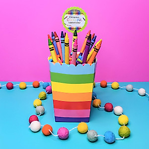 Colorful Crayon Valentine Party Favor Sticker Labels, 40 2" Party Circle Stickers by AmandaCreation, Great for Classroom Valentines, Envelope Seals, Gifts & Treats