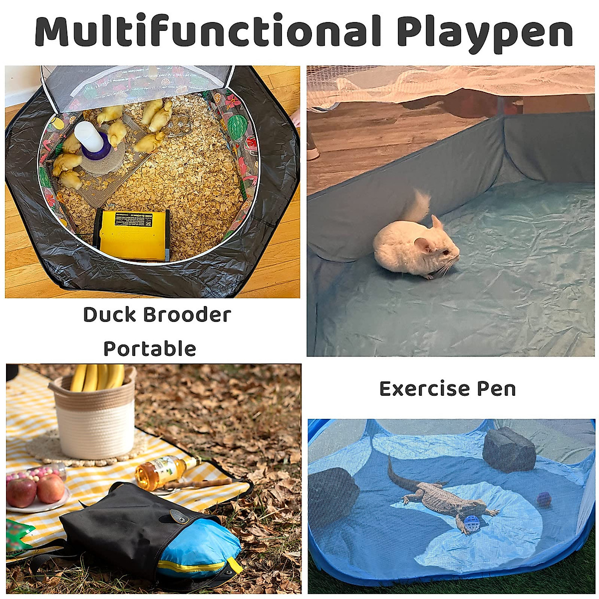 Amakunft Small Animal Pop-Up Playpen with Mesh Cover, 47'' x 23.6'' x 15'' Chicken Brooder Box, Play Pen Indoor Outdoor for Guinea Pigs, Bunny, Rabbits, Ferrets, Chinchillas, Kittens