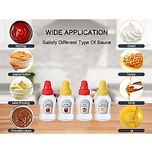 THYULIFE 8Pcs Mini Condiment Squeeze Bottles with Cleaning Brush, 25ml Leakproof Mini Ketchup Sauce Bottles Refillable Ketchup/Soy Sauce/Honey/Salad Dressing Bottles Container for Lunch Box, BPA Free