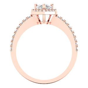 Clara Pucci 1.22 ct Pear Cut Solitaire Stunning Moissanite Designer Anniversary Bridal Engagement Ring 14k Rose Gold 9.25