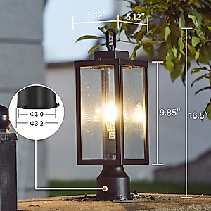 Outdoor Post Lights, Lamp Post Light Fixture with E26 Socket, Waterproof & Anti-Rust Modern Pillar Outside Lighting, Matte Black Lamp for Walkway, Driveway, Carriage, Patio, Porch, Front House