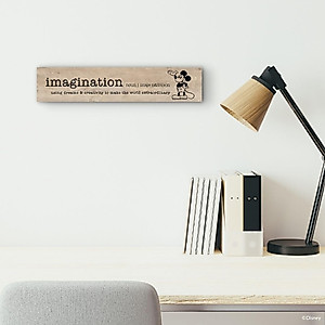 Open Road Brands Disney Mickey Mouse Imagination Definition Wood Plank Wall Decor - Inspirational Mickey Mouse Wall Art for Home Decorating