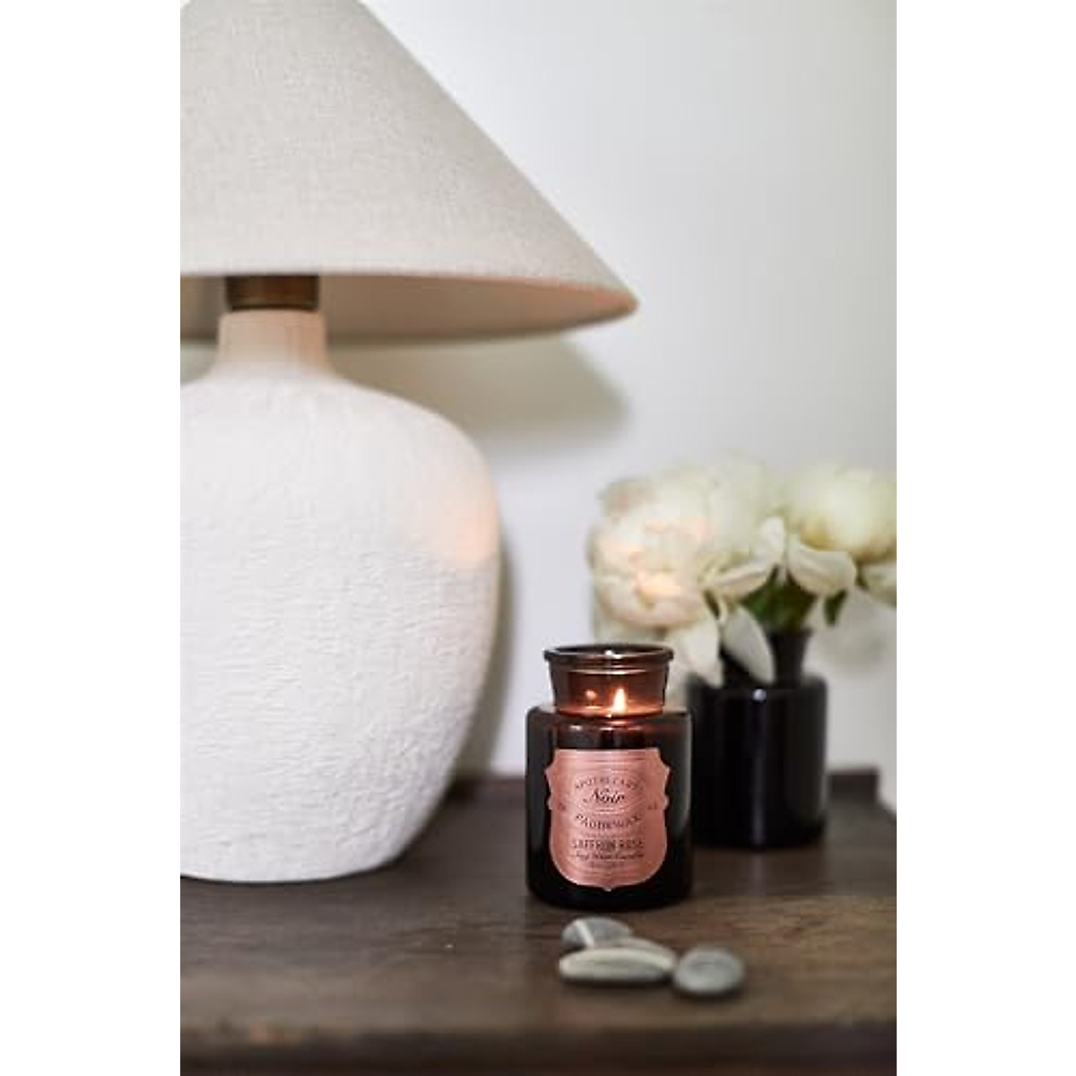 Paddywax Scented Candles Apothecary Noir Glass Jar Luxury Artisan Candle, 8-Ounce, Saffron Rose