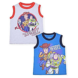 Disney Toy Story Woody & Buzz Lightyear Boys’ 2 Pack Tank Top for Toddler and Little Kids - Blue/Grey