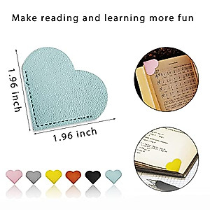 6 Pcs Leather Heart Bookmark, Leather Heart Bookmark Corner Bookmark, Heart Bookmark, Handmade Book Reading Gift, Corner Page Book Marks, Corner Bookmarks for Books, Corner Bookmarks