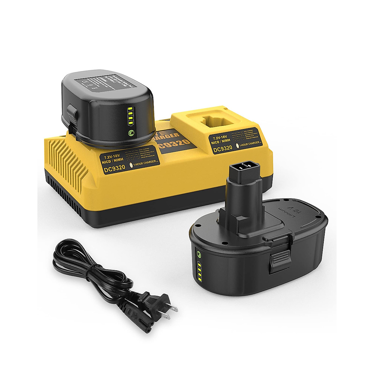AYTXTG 2Pack 6.5Ah Lithium Battery Replace for Dewalt 18V XRP Ni-Cad Battery DC9096 DC9098 DC9099 DE9039 DE9095 + 2 Port DC9320 Fast Dual Charger for Dewalt 7.2V-18V XRP NI-CD NI-MH Battery