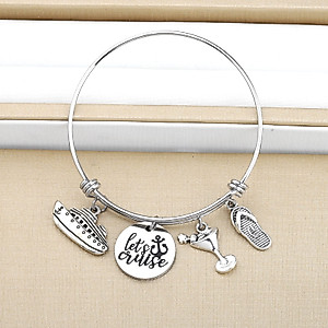 KEYCHIN Cruise Vacation Bracelet Alaskan Cruise Gifts Let's cruise Jewelry Bestie Trip(Cruise Br-S)