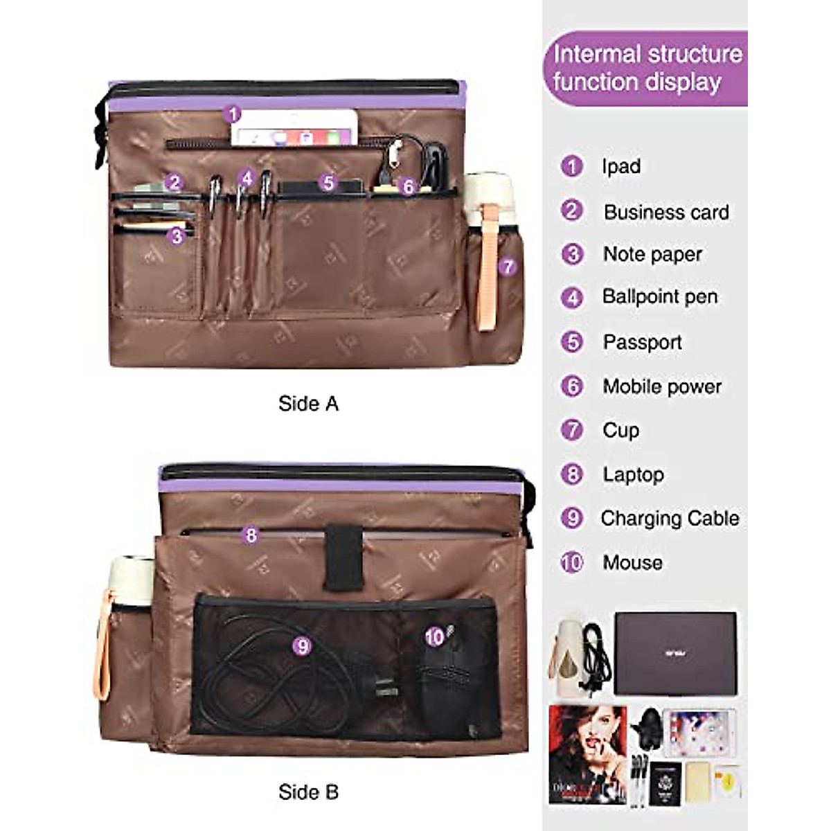 Laptop Tote Bag, Large Women Work Bag Purse USB Teacher Bag Fits 15.6 Inch Laptop (15.6 Inch, Purple)