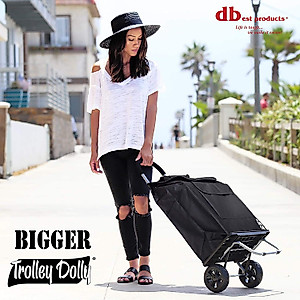 dbest products Bigger Trolley Dolly, Black Shopping Grocery Foldable Cart
