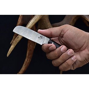 Knives Ranch Damascus Steel Small Castrator with Indian Rosewood Handle Dual Carry Vertical or Horizontal Cowboy Crossdraw Leather Sheath (3177-IRW)