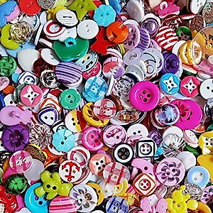 Chenkou Craft Random 100pcs Small Plastic Buttons DIY Sewing Craft Accessory (Mix)