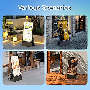 QIXZOCV 43 Inch Rechargeable Outdoor Digital Signage Displays Kiosk, Portable Battery Powered Advertising Display Poster, Movable Waterproof High Brightness LCD Screen Totem, Android OS