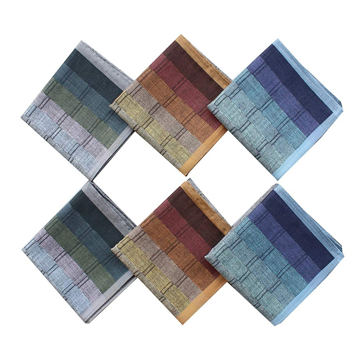 Mens Luxury 100% Cotton Handkerchiefs Plaid 3PCS