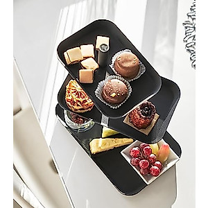 Yamazaki Home 3-Tier Serving Stand - Appetizer Tray Organizer for Party or Kitchen Steel One Size Black