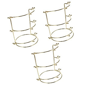 Cabilock 3pcs Three-Tier Towers Alloy Golden Girls Holder Tree Headband Holders Ties Organizer Women Band Necklace Head and Bride Hoop Storage Accessories Stand Supplies Gifts Layer for