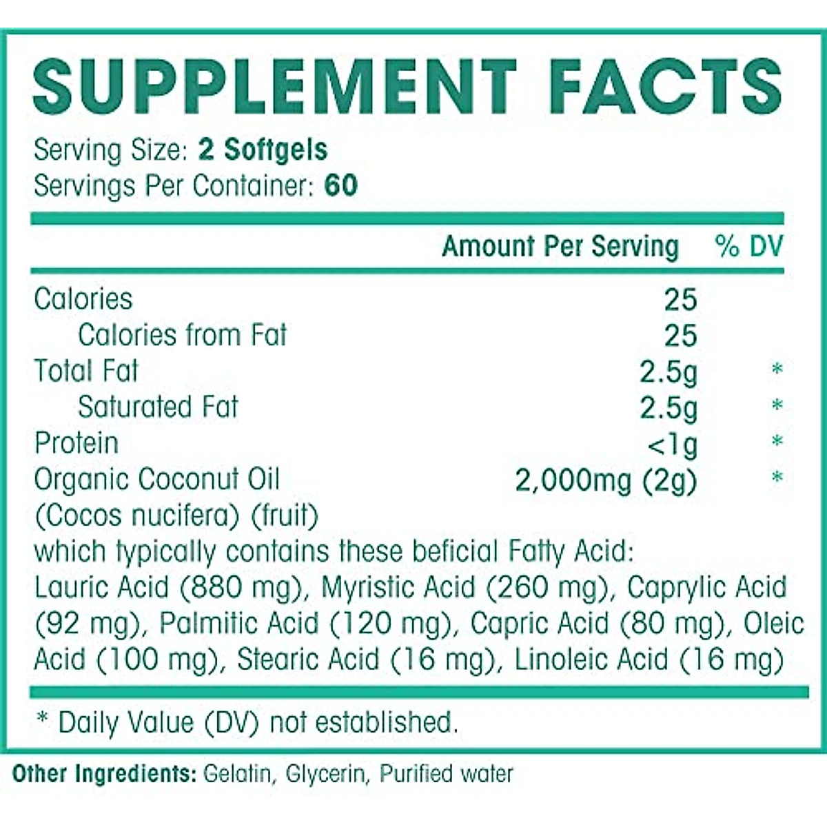 Natures Wellness Organic Coconut Oil 2000mg - Healthy Skin, Nails, Hair Growth – Extra Virgin, Cold Pressed, Unrefined Non GMO - Rich in MCT MCFA - Support Brain Function