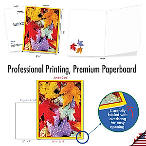 NobleWorks Jumbo Blank All Occasions Greeting Card 8.5 x 11 Inch with Envelope (1 Pack) Big, Jumbo Blank All Occasions Lavish Leaves - Maple J7177JOCB